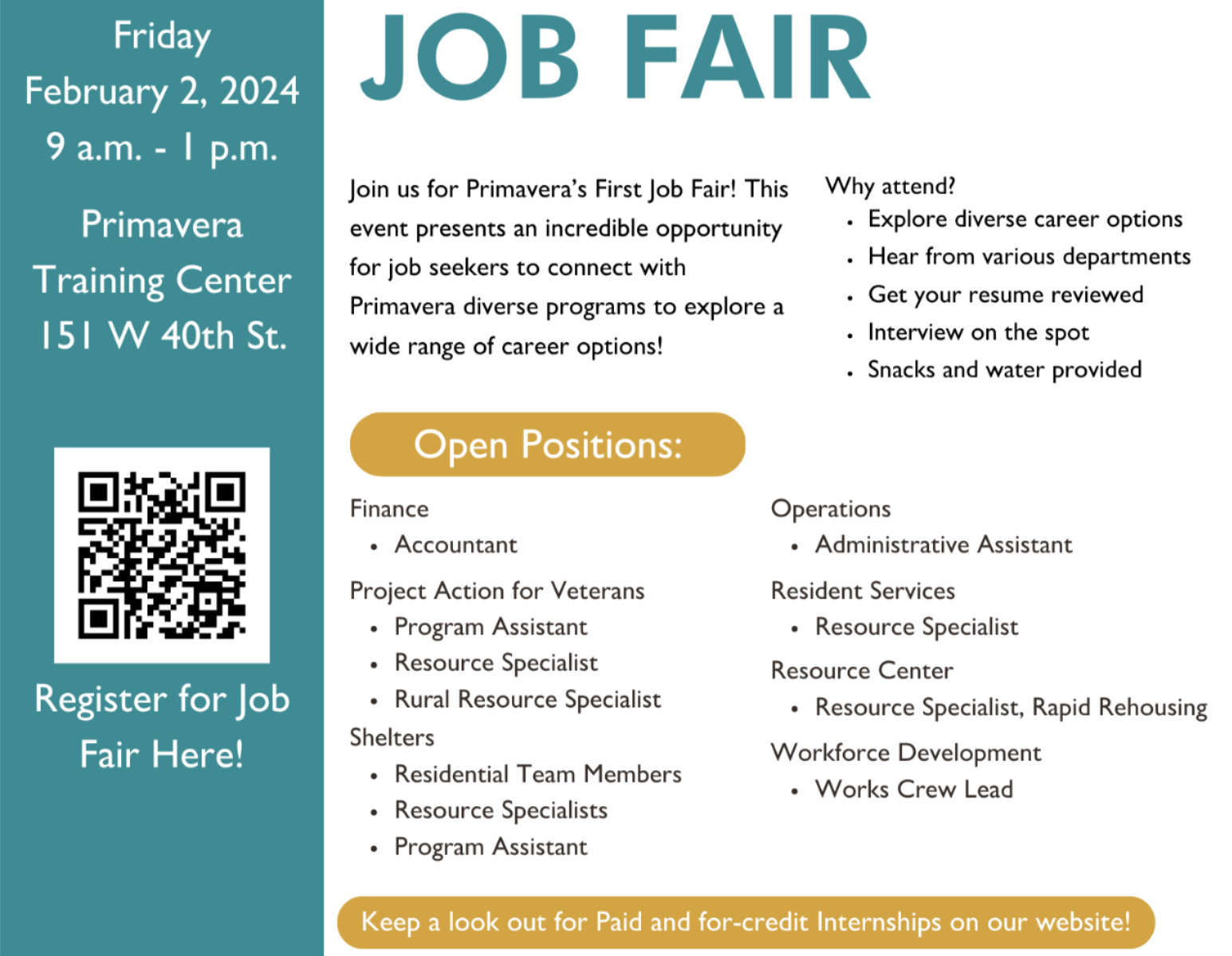 Primavera Foundation is holding a job fair 9 a.m. to 1 p.m., Friday ...